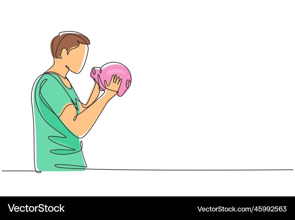Single one line drawing handsome young male Vector Image