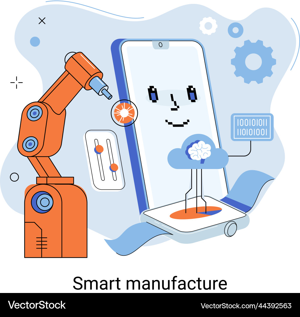 Smart manufacture concept with automated Vector Image