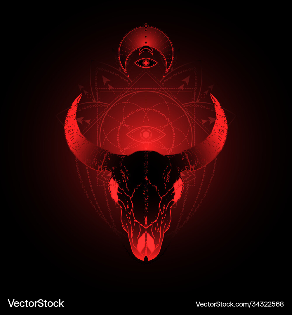 Bull skull and sacred symbol Royalty Free Vector Image