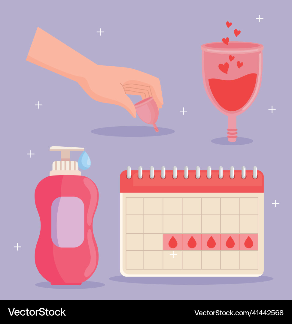 Calendar and menstrual icons Royalty Free Vector Image