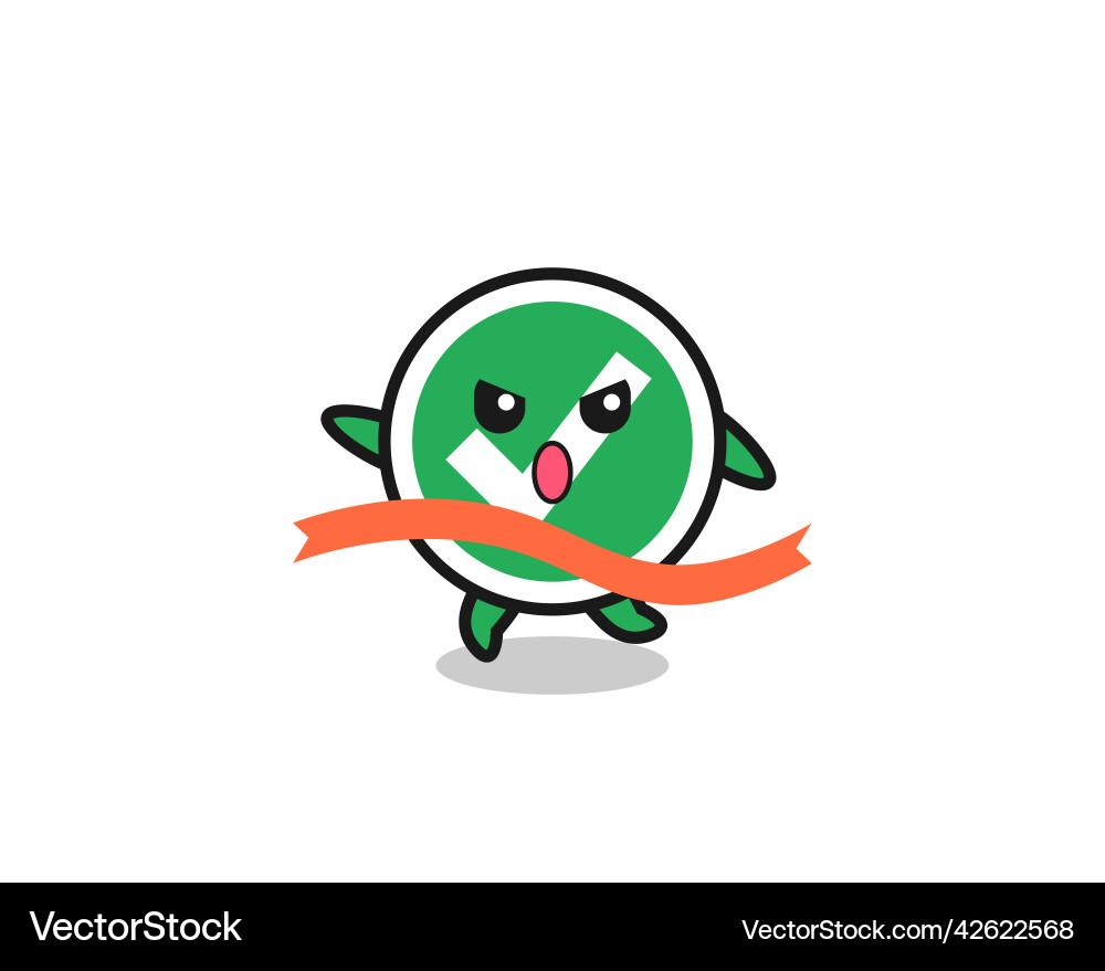 Cute check mark is reaching the finish Royalty Free Vector