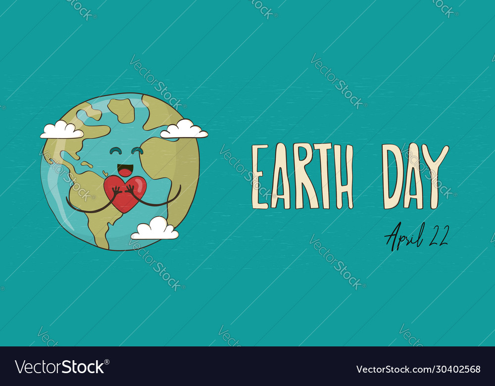 Cute earth day planet with love heart banner Vector Image