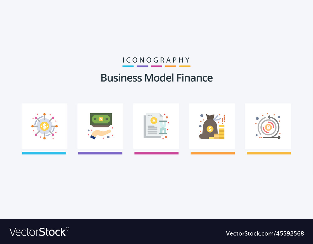 Finance flat 5 icon pack including management Vector Image