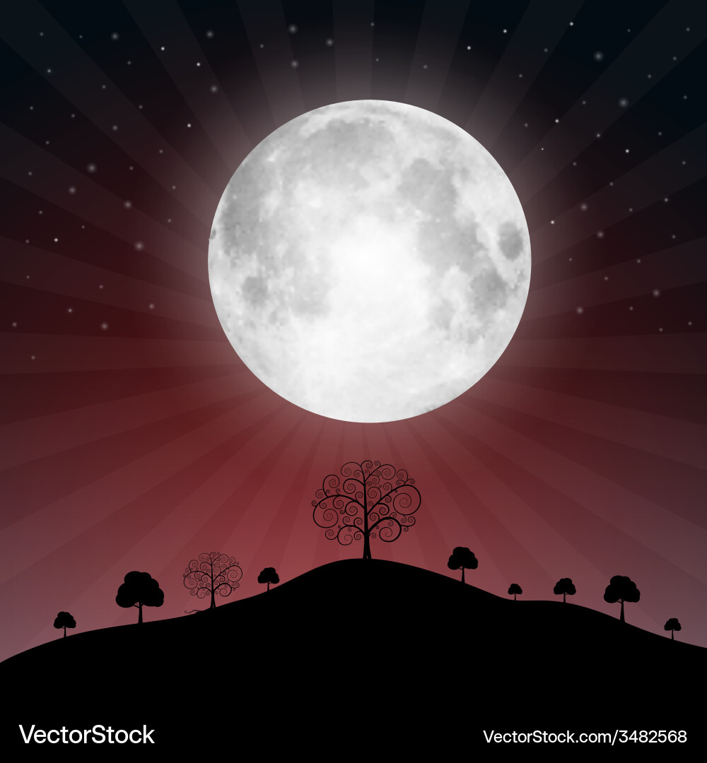 Cartoon Full Moon And Stars
