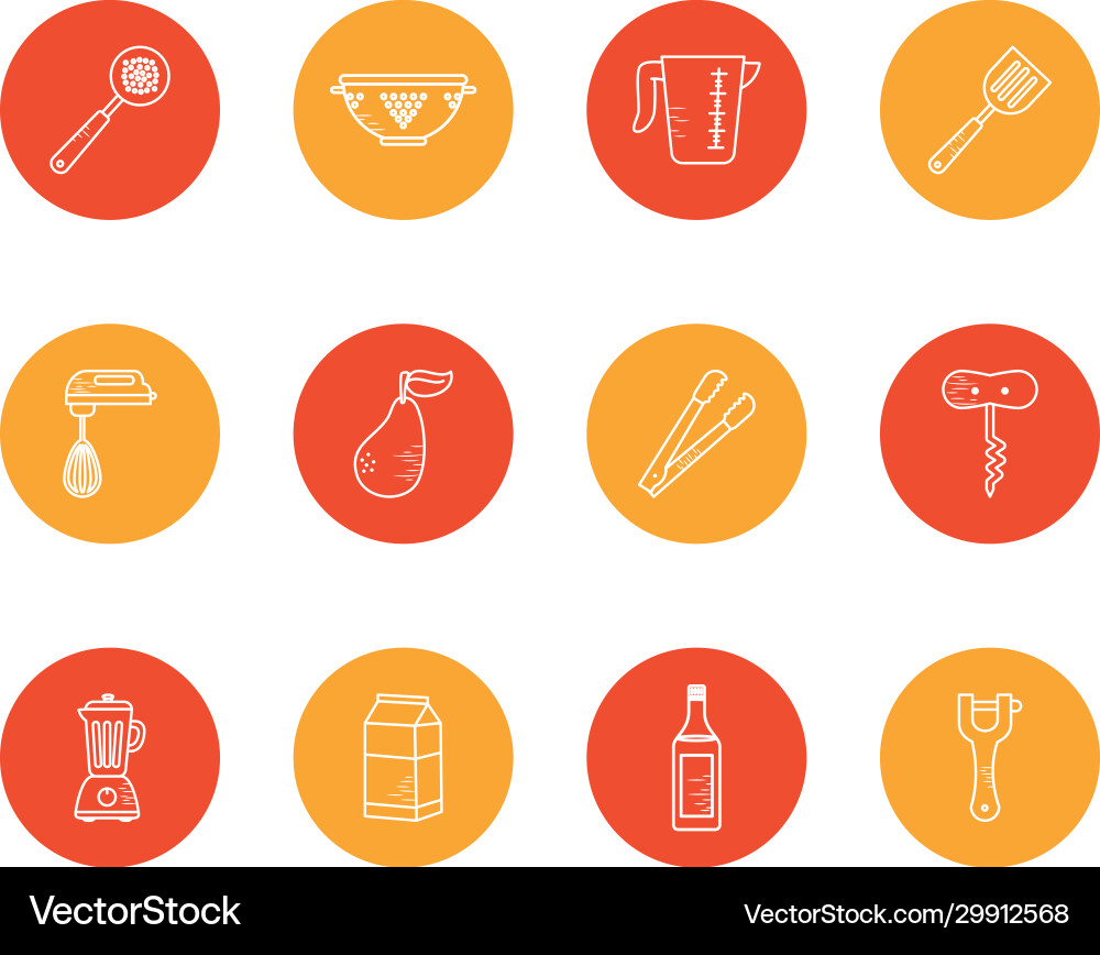Isolated cook and kitchen block style icon set Vector Image