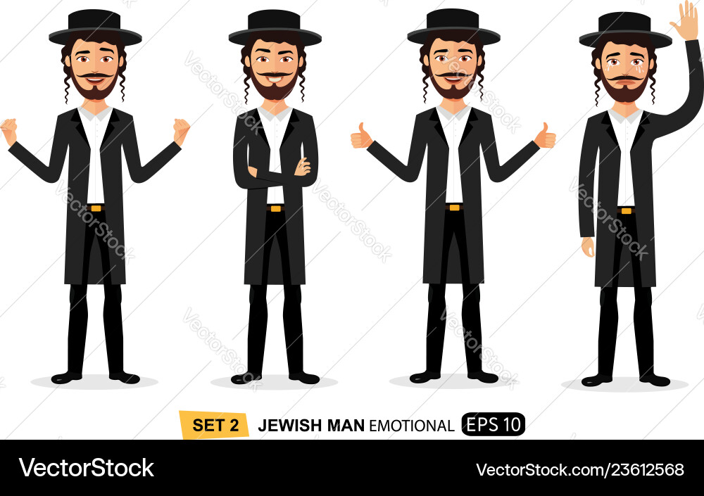 Jew emotions character isolated Royalty Free Vector Image