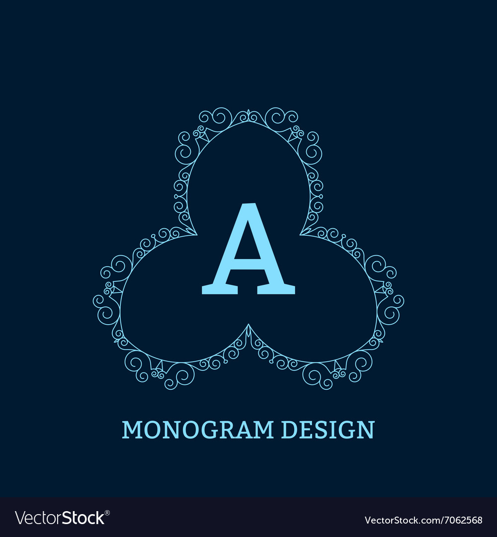 Linear blue monogram Royalty Free Vector Image