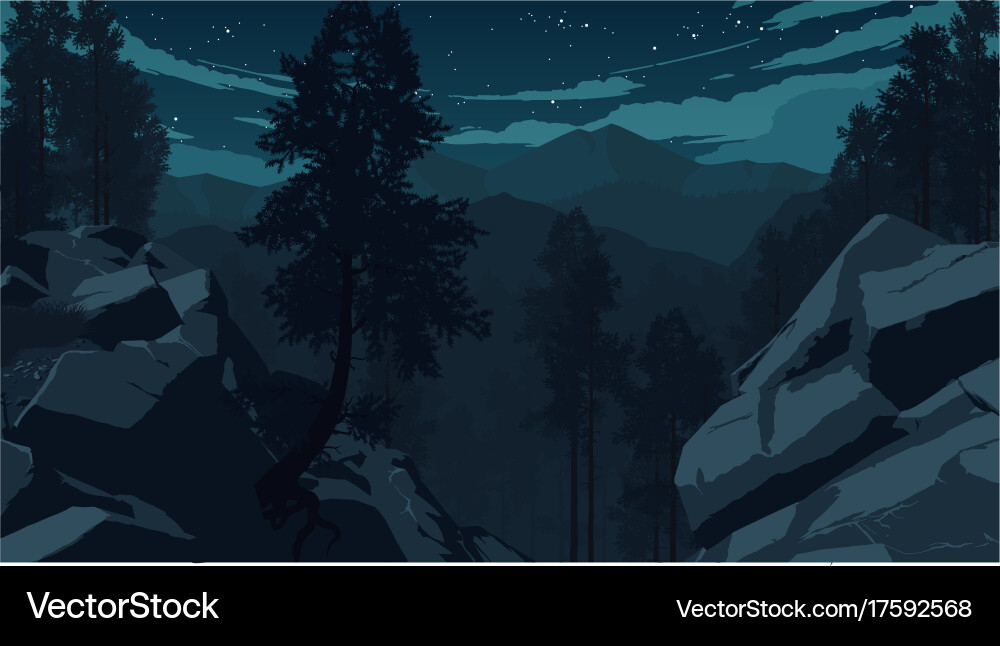 Mountain forest landscape Royalty Free Vector Image