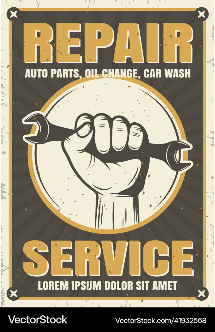 Repair service retro style poster Royalty Free Vector Image