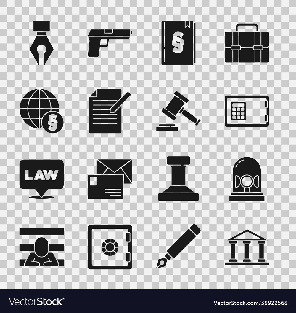 Set courthouse building flasher siren safe law Vector Image Set courthouse building flasher siren safe law Vector Image