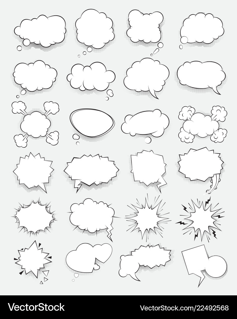 Set of clouds in the style comics Royalty Free Vector Image