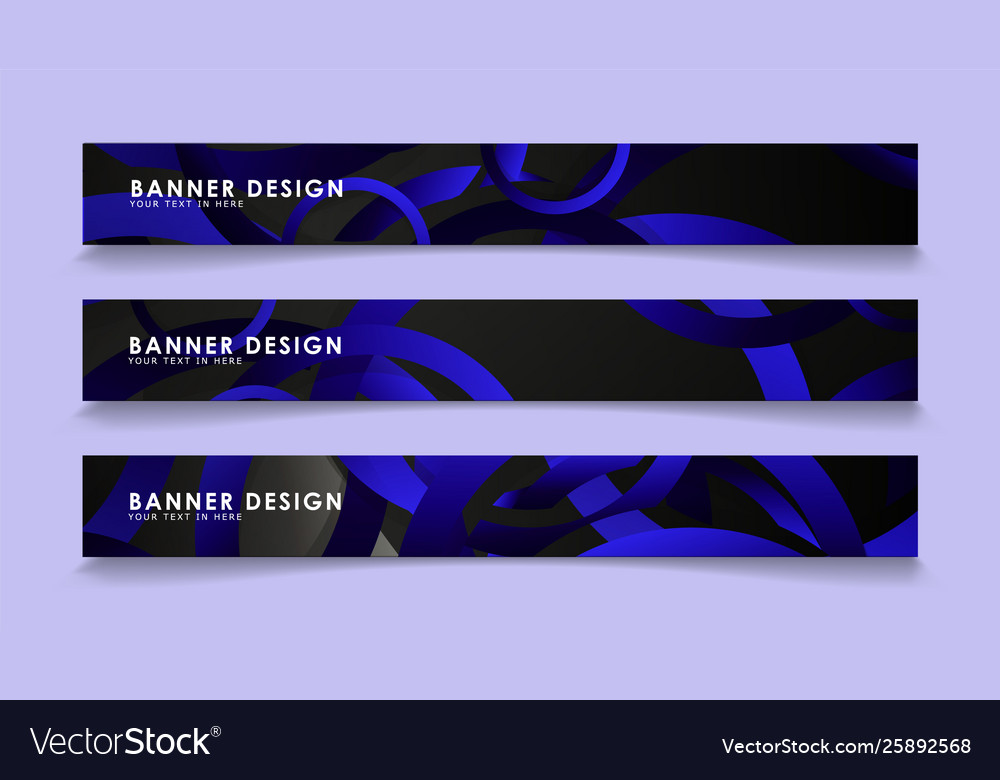Set rectangular banners with background dark Vector Image
