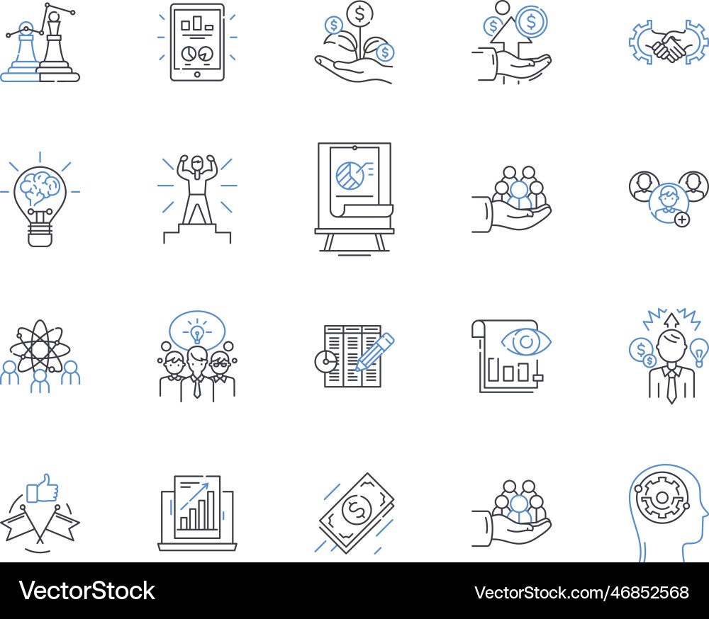 Target attainment line icons collection goal Vector Image
