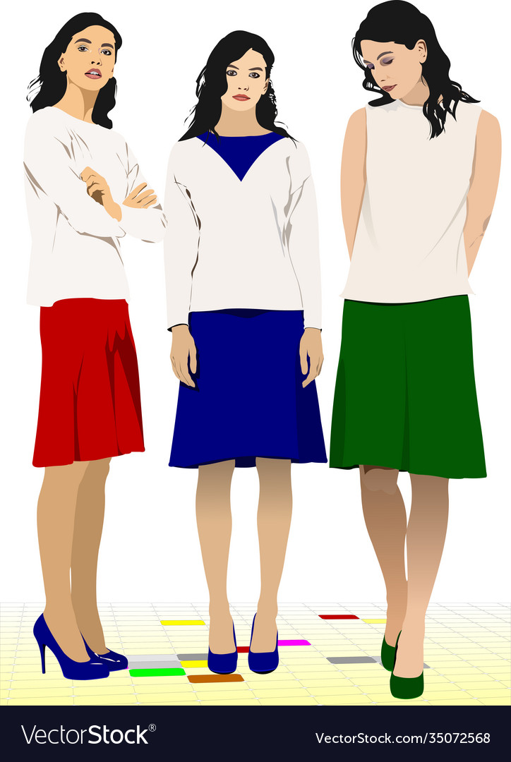 Three fashion women 3d Royalty Free Vector Image