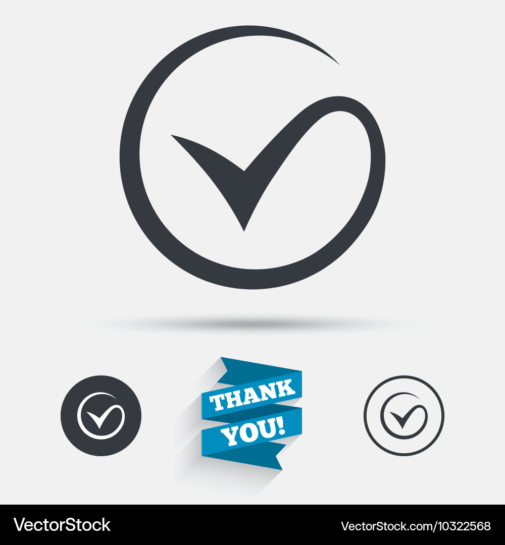 Tick sign icon check mark symbol Royalty Free Vector Image