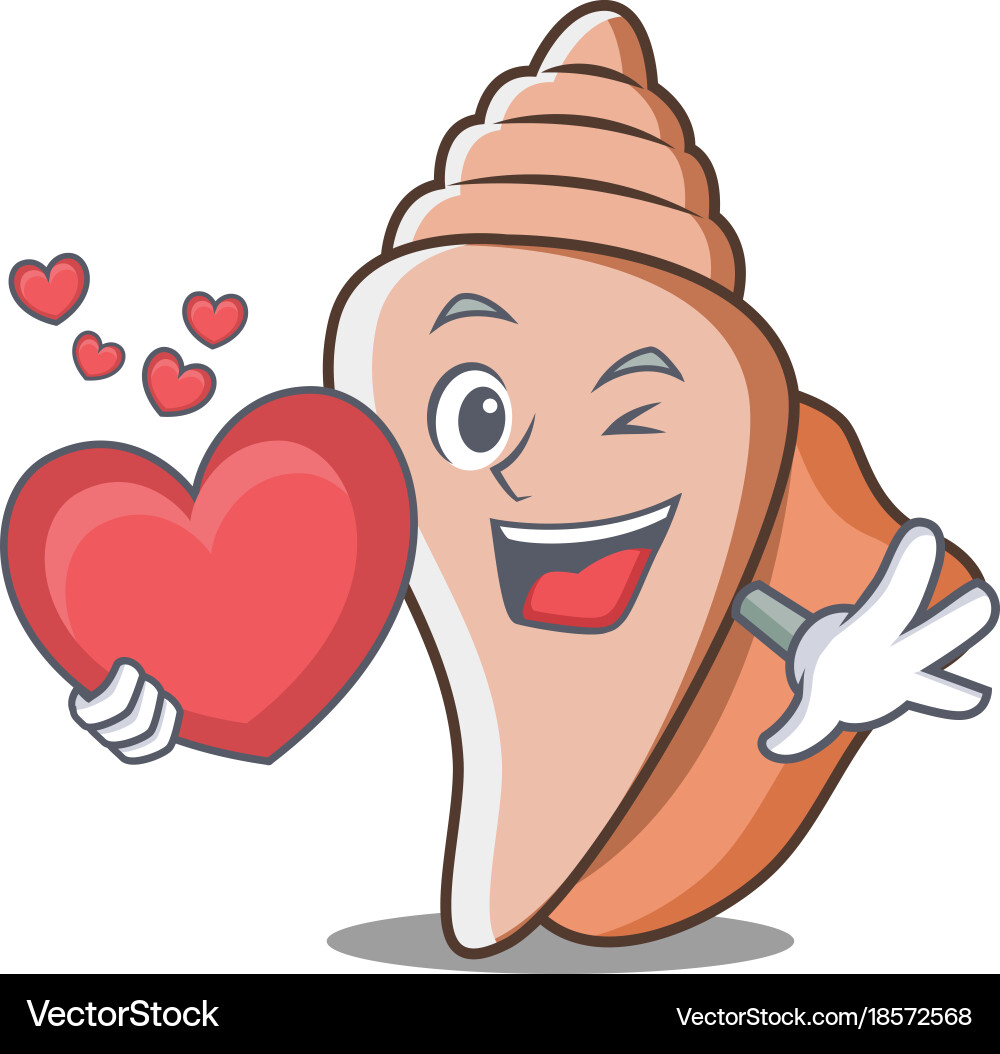 With heart cute shell character cartoon Royalty Free Vector