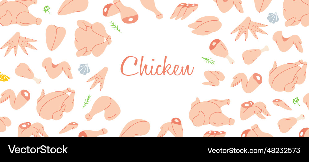 Chicken meats horizontal banner farming Royalty Free Vector