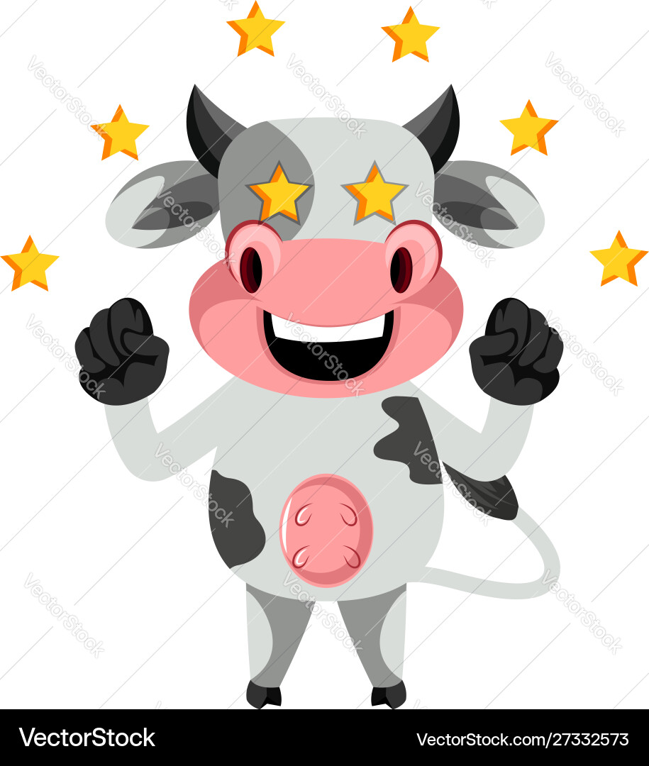 Cow with stars on white background Royalty Free Vector Image