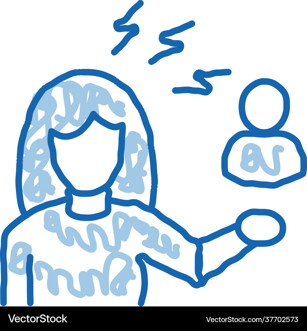 Female discussion and conviction doodle icon hand Vector Image
