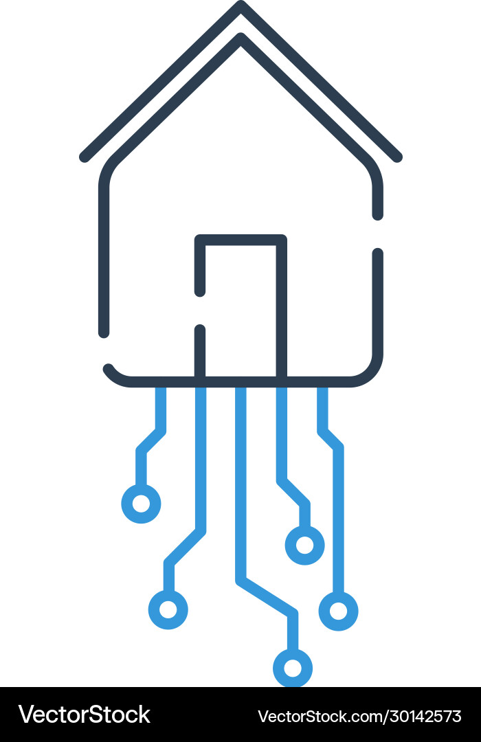 Line art icon smart home connection flat style Vector Image
