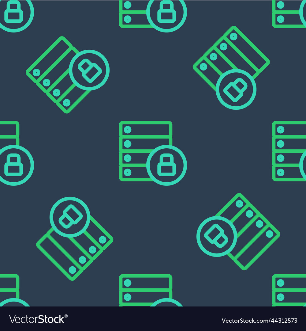 Line server security with closed padlock icon Vector Image