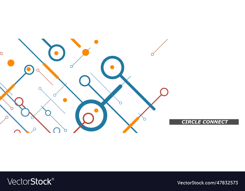 Lines and circle dots connect Royalty Free Vector Image