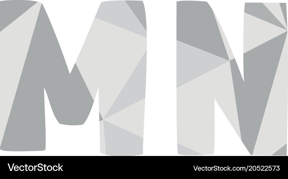 M n grey alphabet letter set isolated on white Vector Image