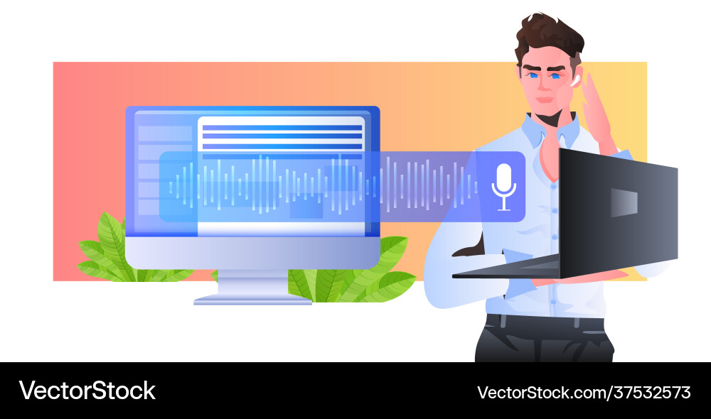 Man communicating in instant messenger voice Vector Image