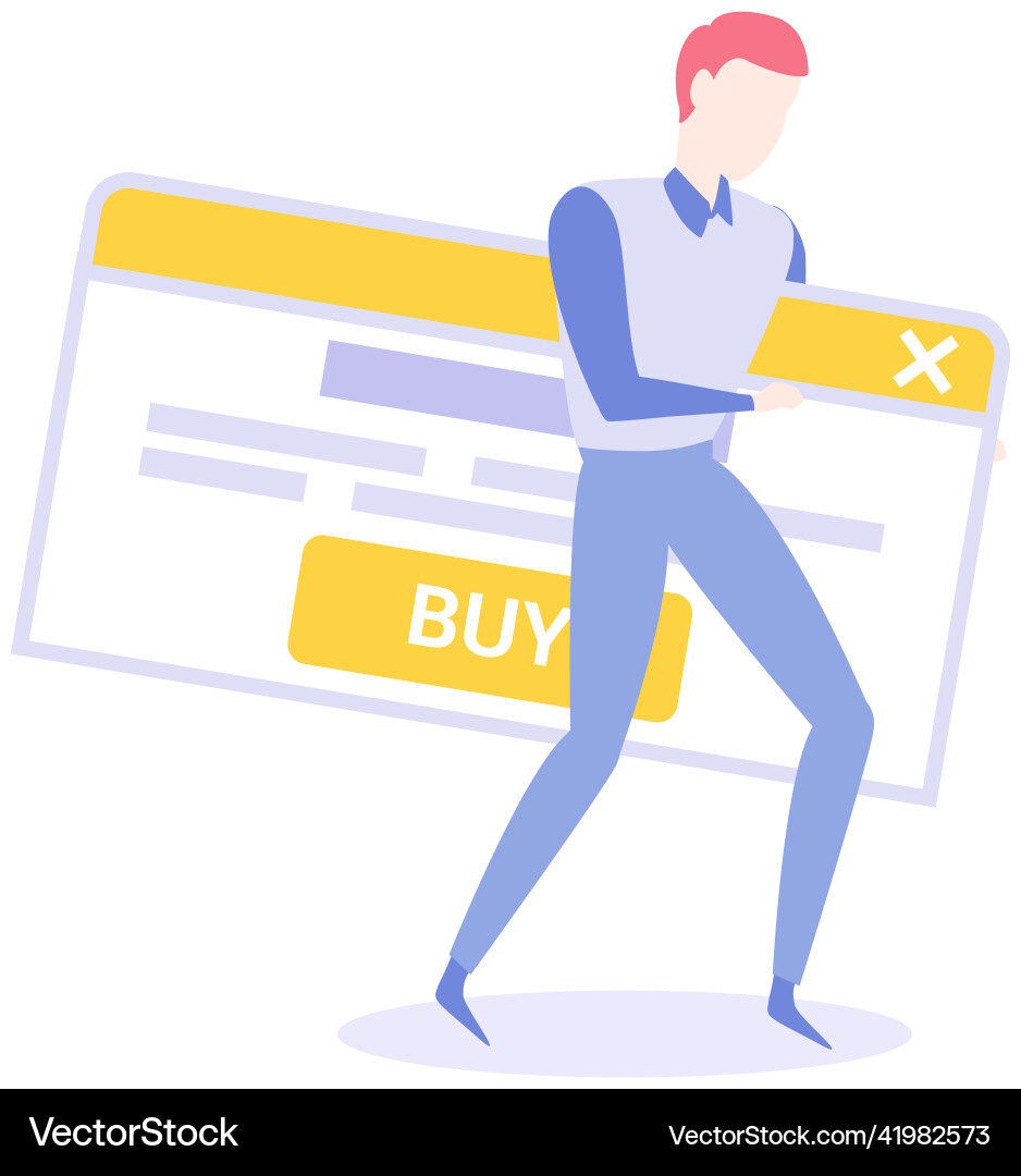 Man holding website page template for online Vector Image