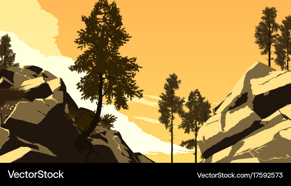 Mountain forest landscape Royalty Free Vector Image