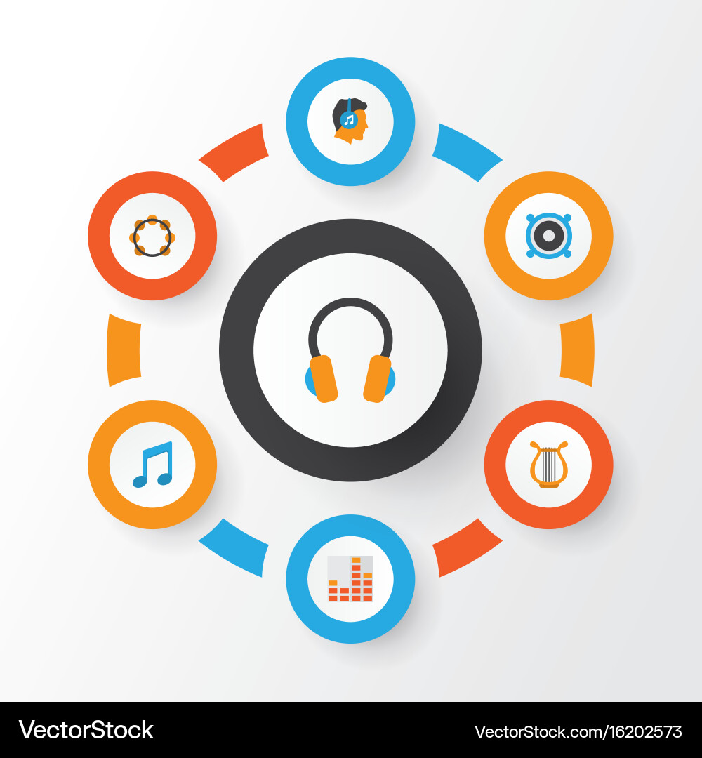 Music flat icons set collection tone Royalty Free Vector