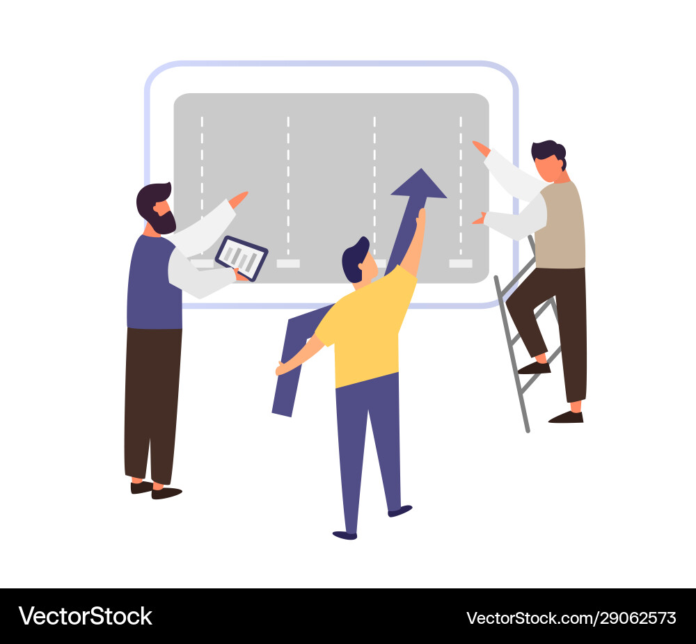 People working together on growing results Vector Image