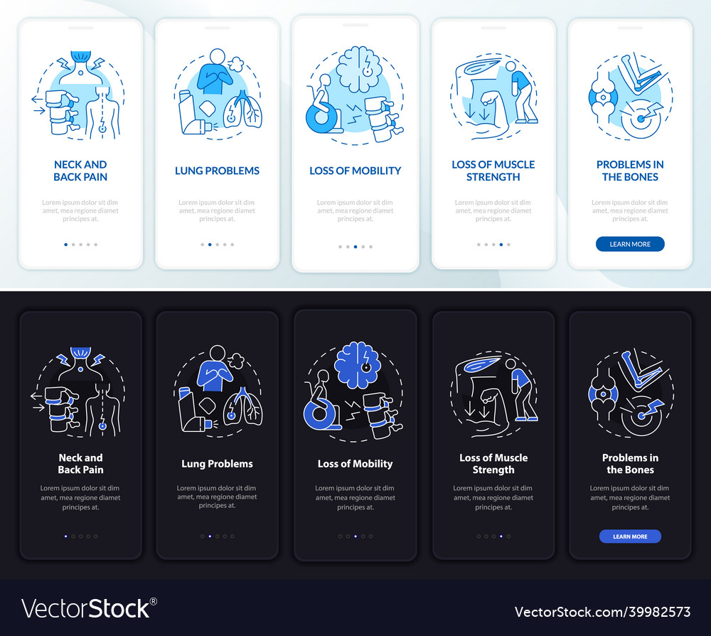Physical Problems Onboarding Mobile App Page Vector Image