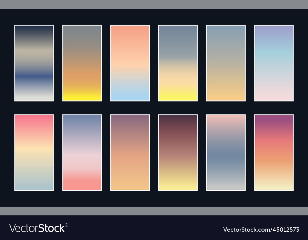 Set modern gradients in abstract sunset Royalty Free Vector