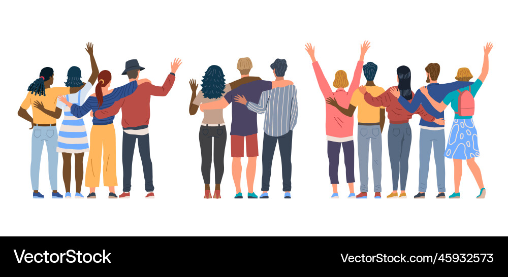Set of friends from behind Royalty Free Vector Image