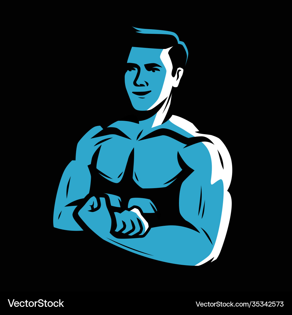 Strong and muscular bodybuilder weightlifting Vector Image