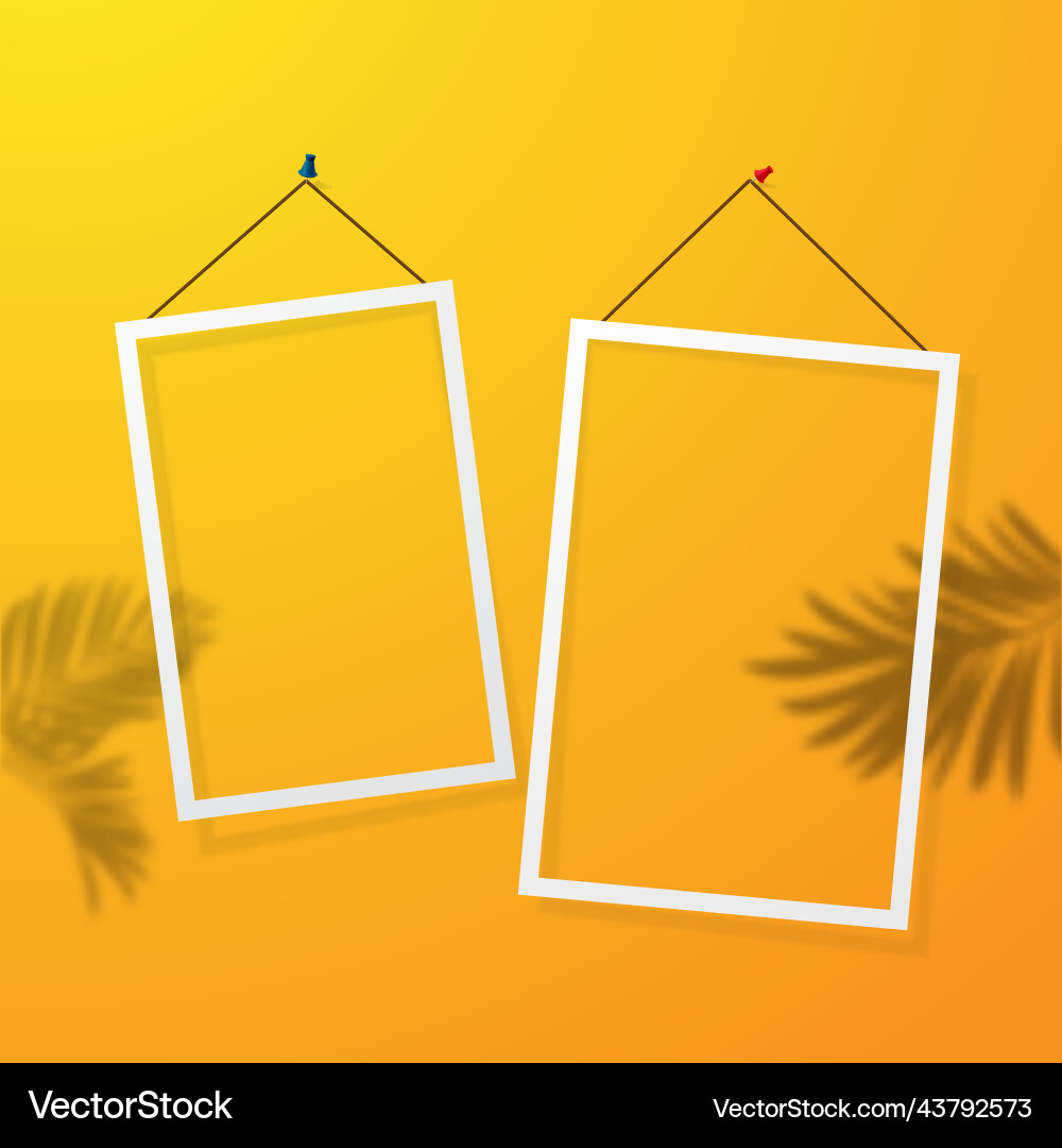 Two rectangle orange photo frames Royalty Free Vector Image