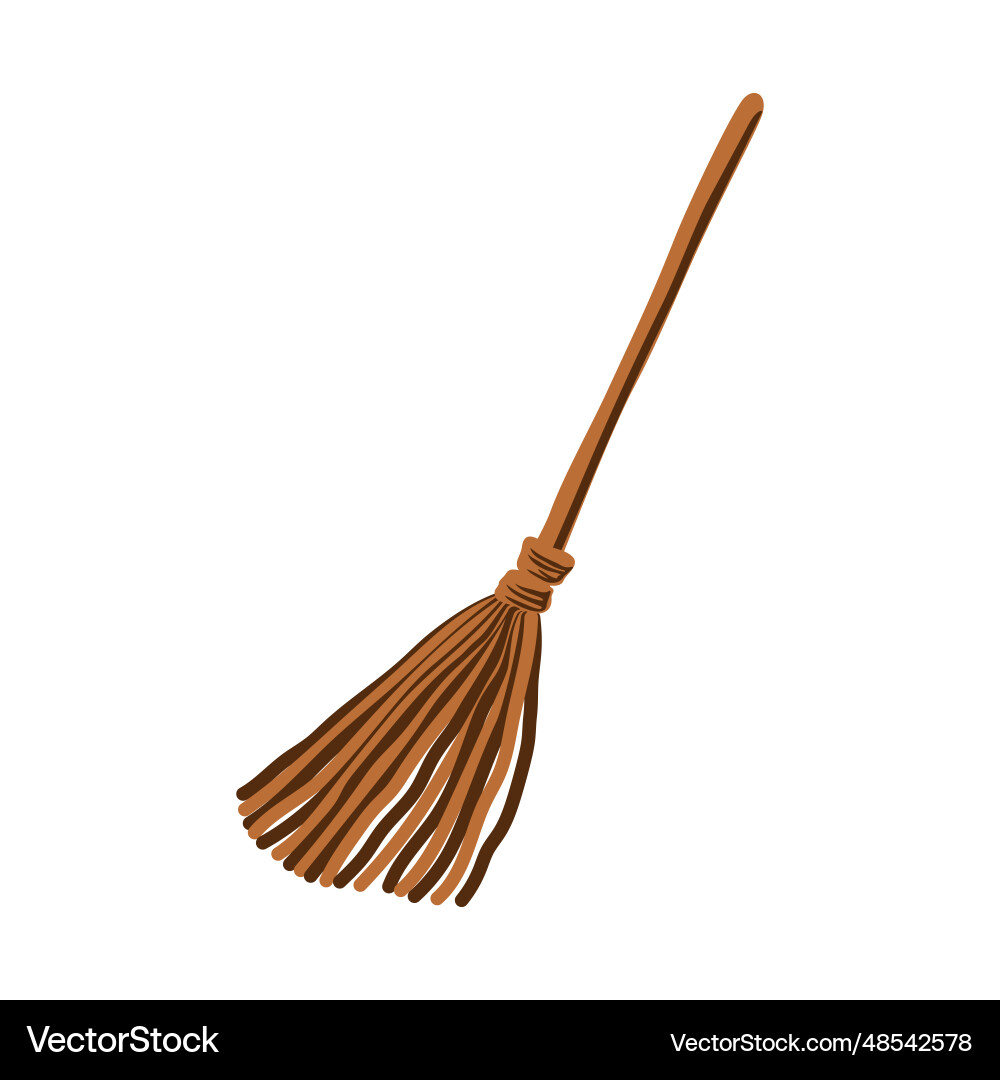 A brown broom with wooden handle Royalty Free Vector Image