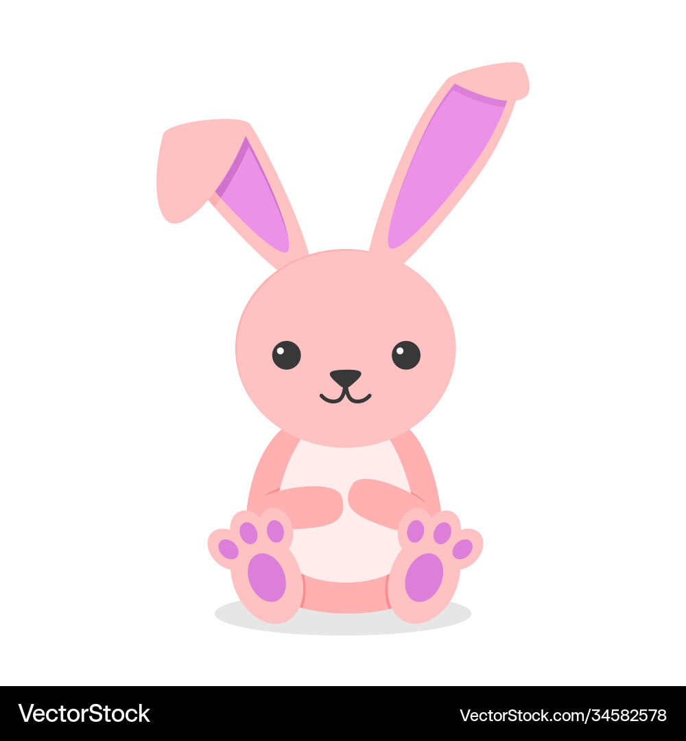 Cute rabbit character sitting isolated on white Vector Image