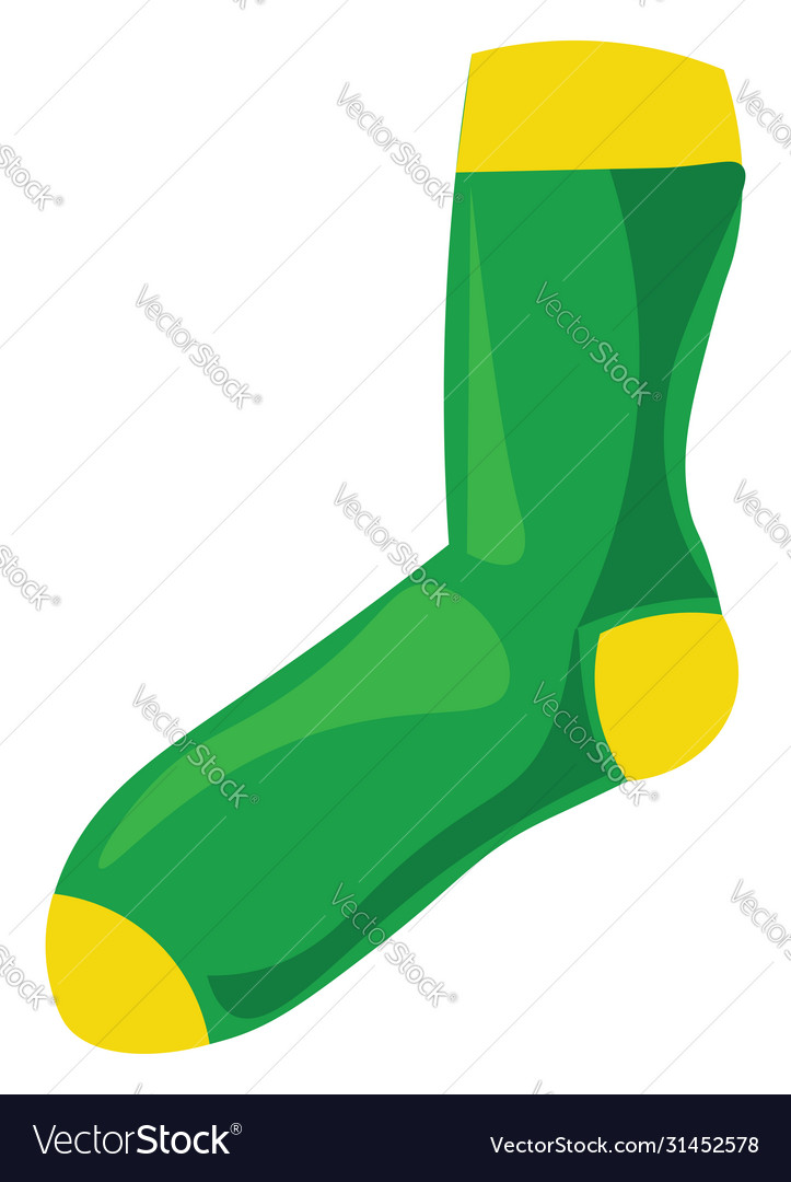 Green sock on white background Royalty Free Vector Image