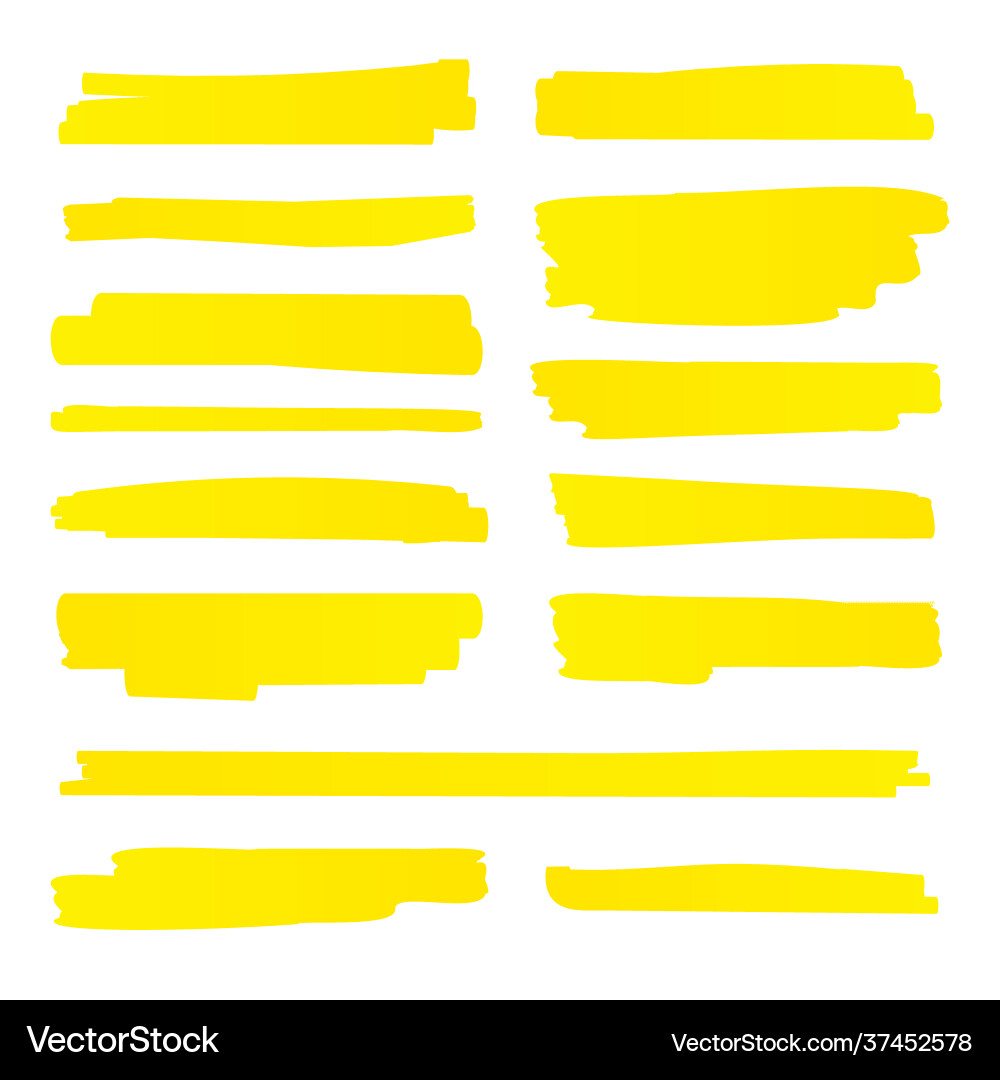 Highlight brush underline yellow marker pen Vector Image