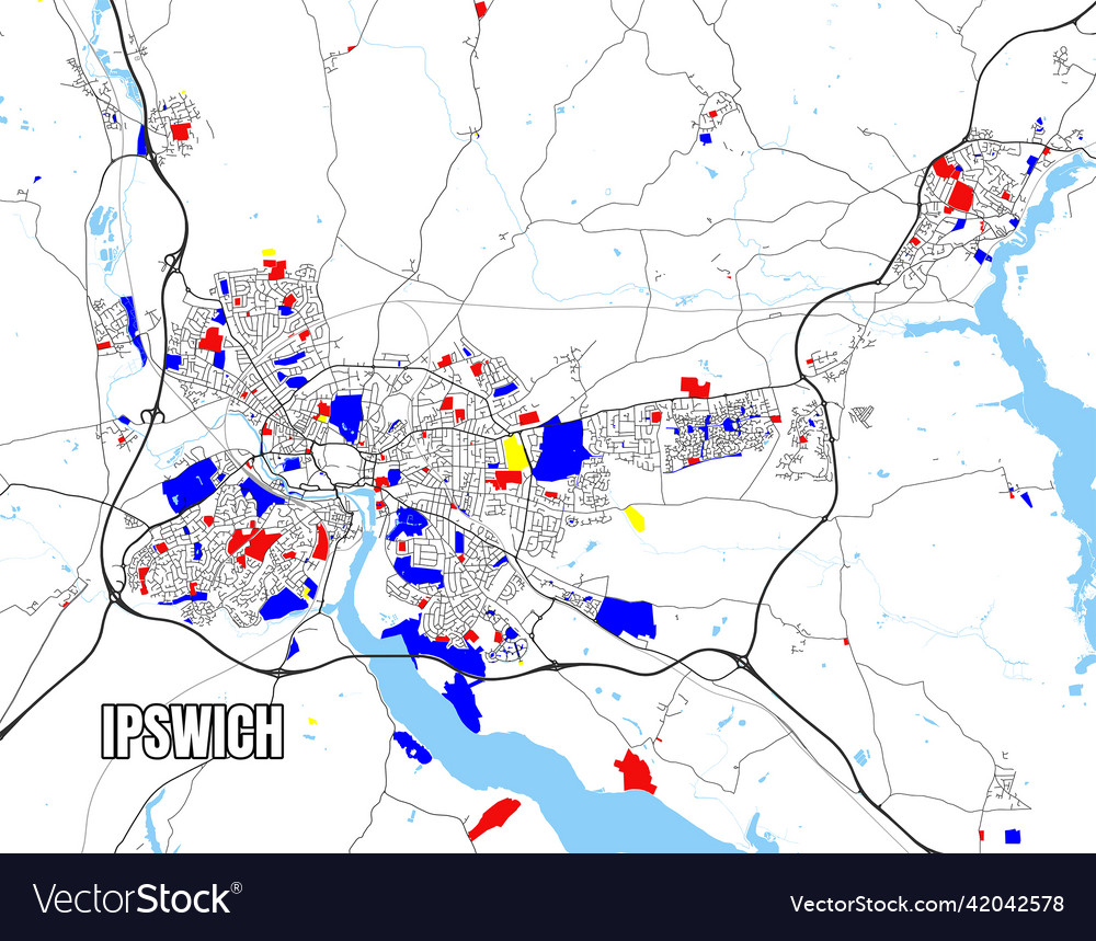 Ipswich map Royalty Free Vector Image - VectorStock