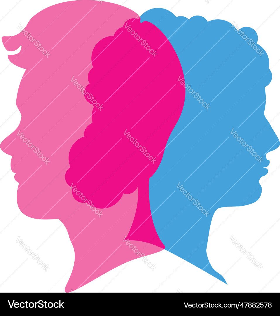 Male female head intersect Royalty Free Vector Image