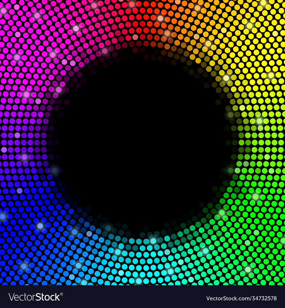 Multicolored dots background round frame Vector Image