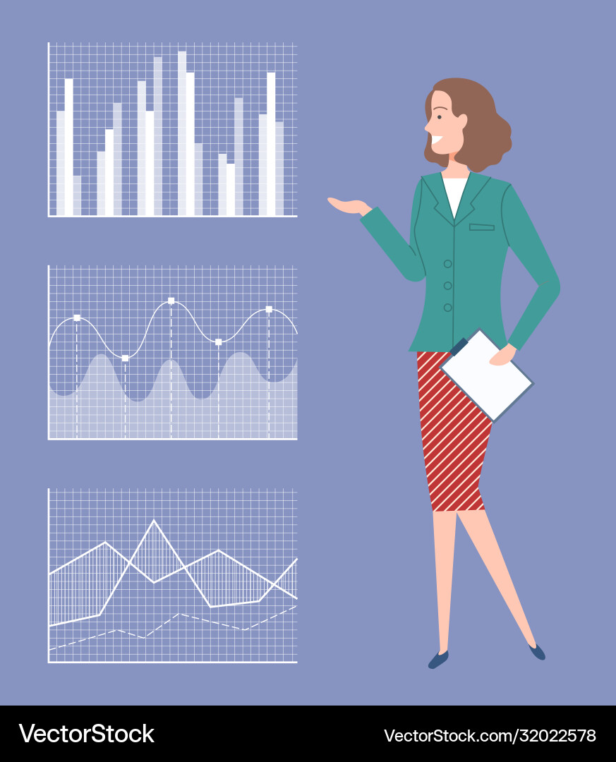 Presenter with infochart and information on screen