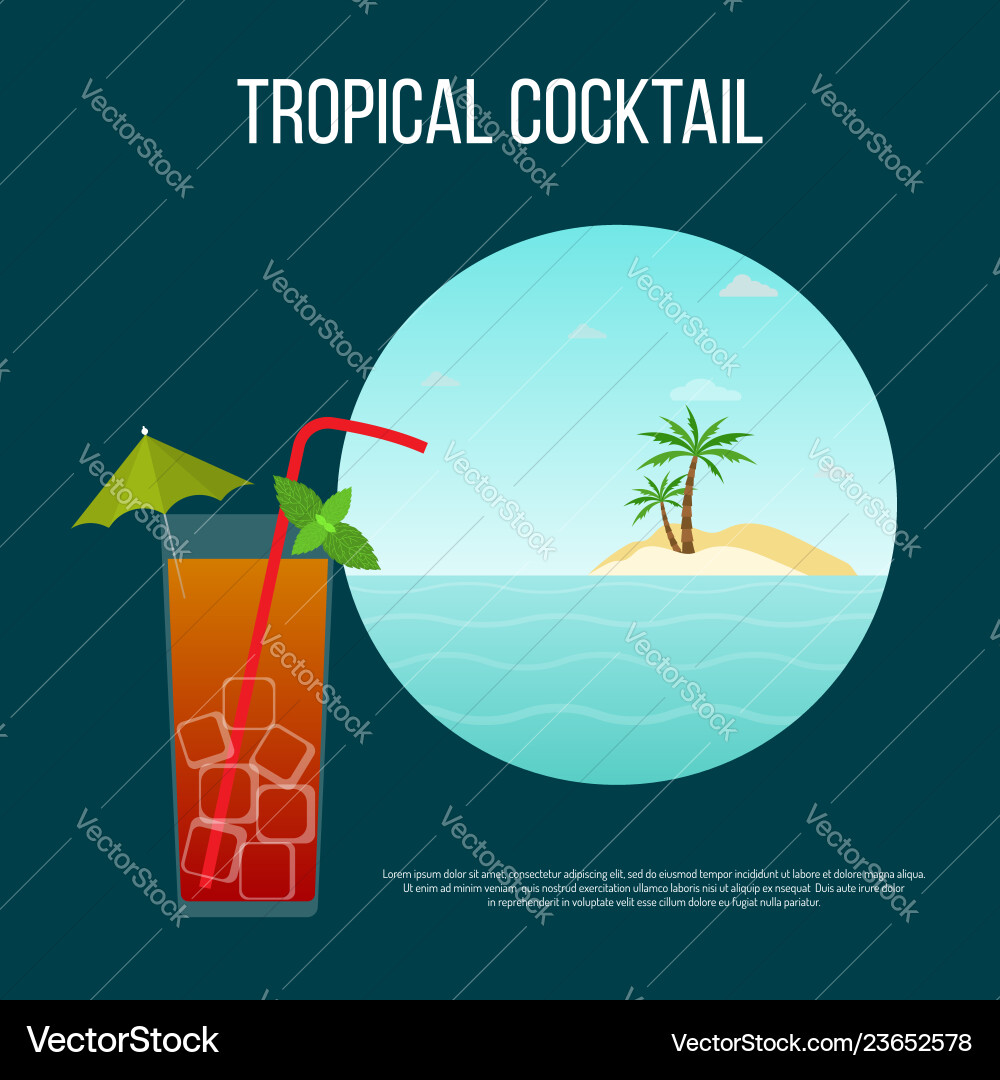 Summer tropical cocktail background with palm Vector Image