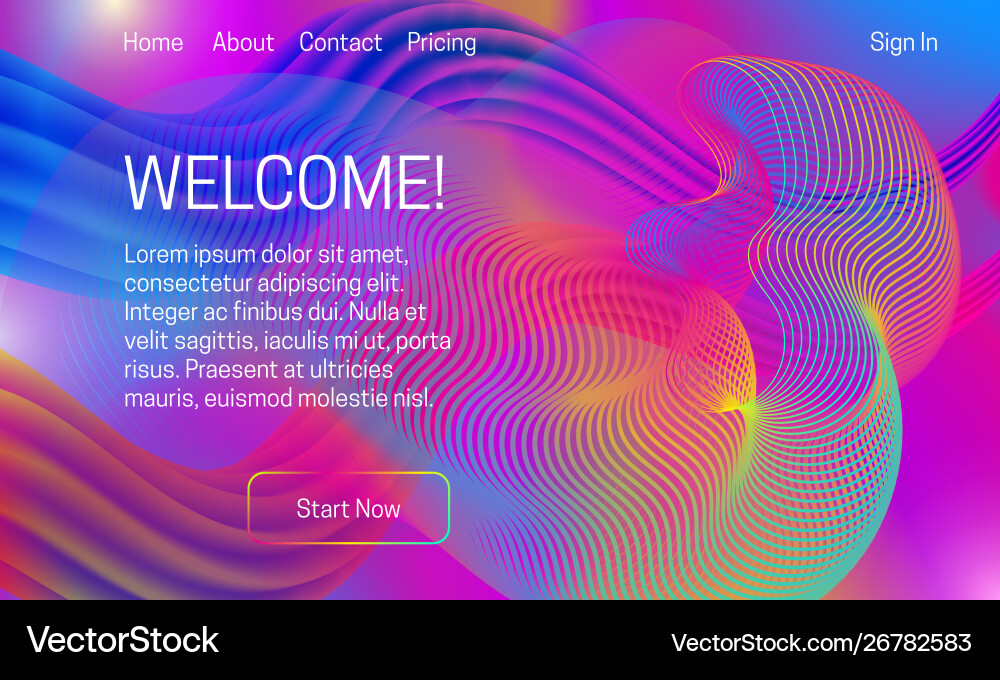 Abstract vibrant background design landing page Vector Image