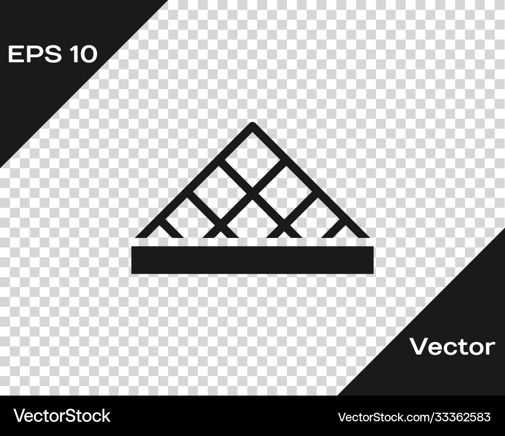 Black louvre glass pyramid icon isolated Vector Image