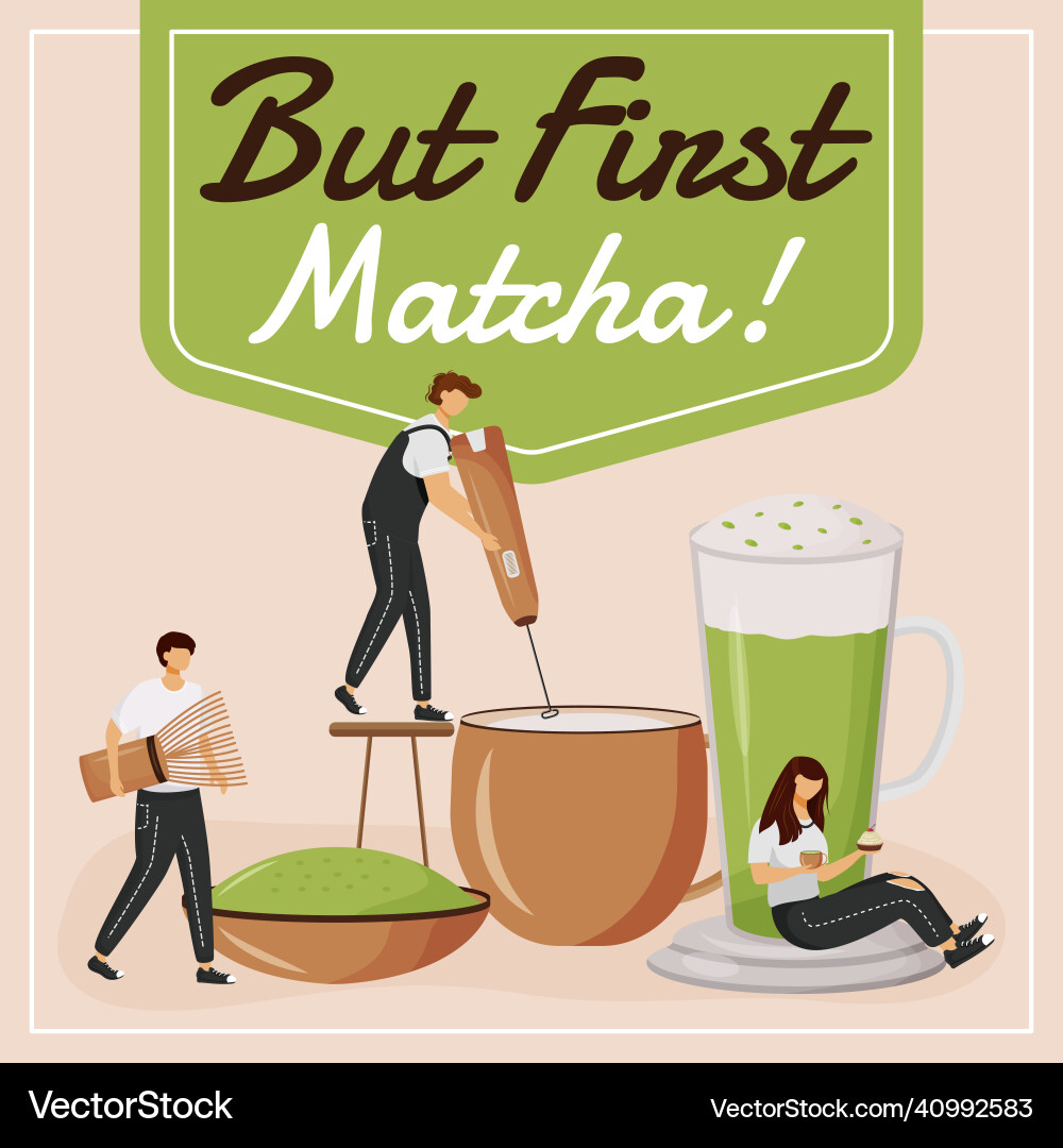 But first matcha social media post mockup Vector Image