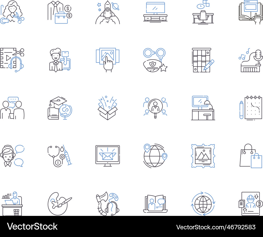 Contractor line icons collection building Vector Image